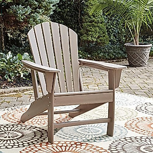 Signature Design by Ashley Sundown Treasure Outdoor Patio HDPE Adirondack Chair, Light Brown