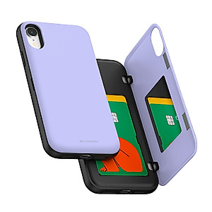 GOOSPERY iPhone XR Wallet Case with Card Holder, Protective Dual Layer Bumper Phone Case - Lilac Purple