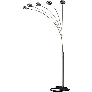 SH Lighting 5 Adjustable Arm Arching Floor Lamp - Features a Dimmer Switch for Perfect Light Settings - 84" Tall Great for Living Rooms, Bedrooms, or Arching Over Couches (Silver)