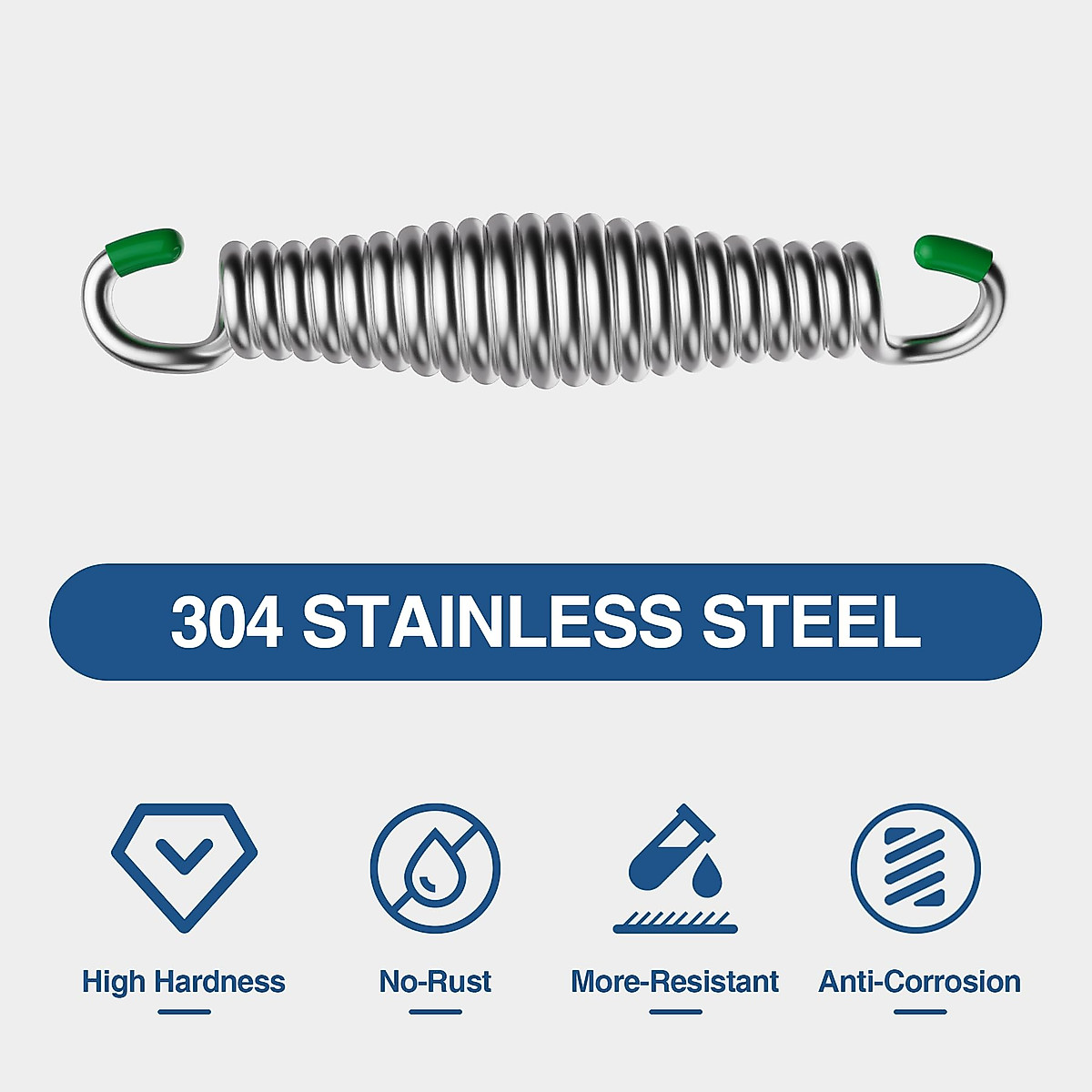 UEAKPIC 2 Pack Porch Swing Springs Heavy Duty - 1400Lbs,304 Stainless Steel Extension Spring for Hammock,Sunshade,Boxing Bag,Hanging Chair,Gym- Silver