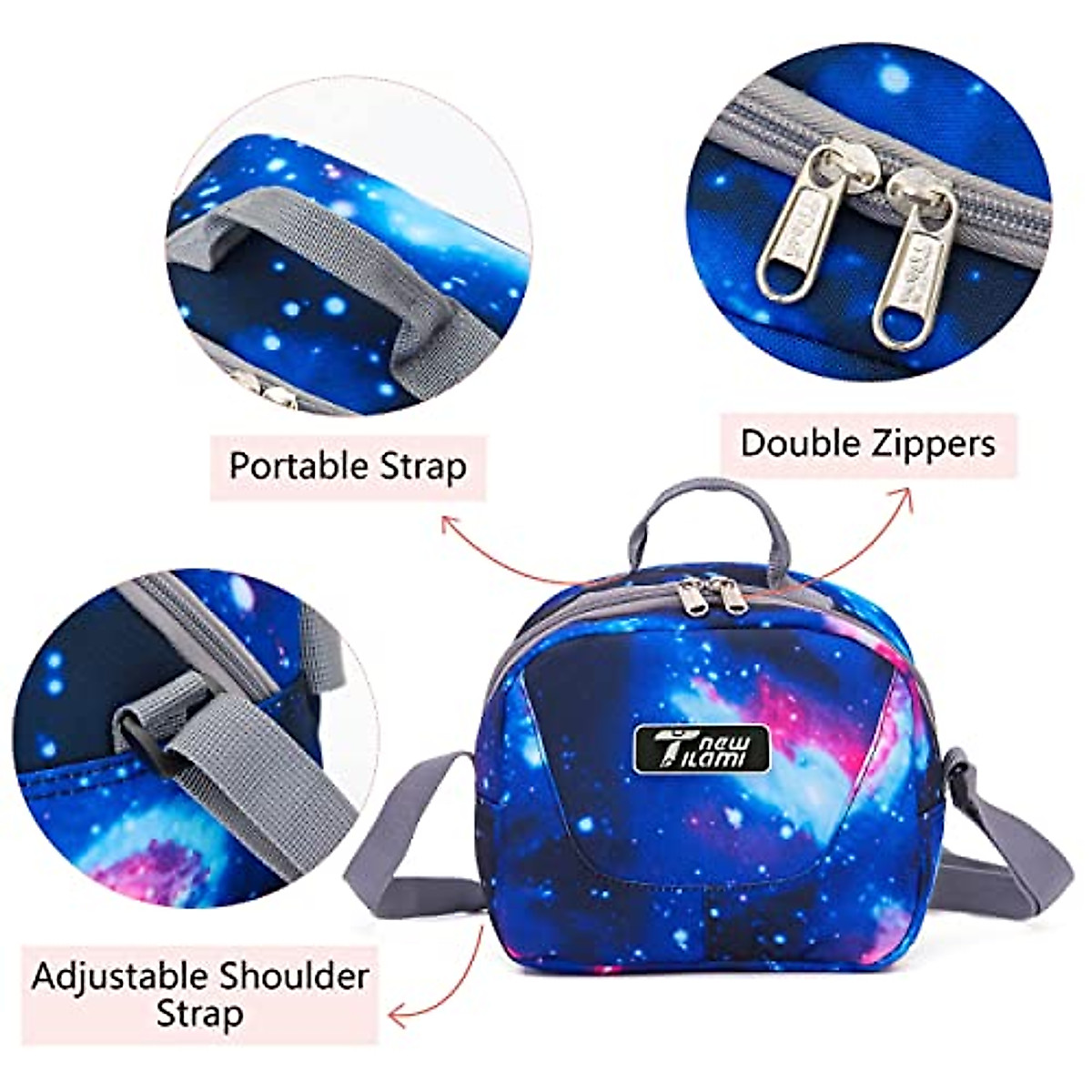 NEW TILAMI 18 Inch Rolling Backpack with Lunch Bag Wheeled Laptop Kids Backpack School Bags Trip Luggage, Deep Space