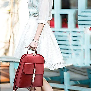 Satchels Women Leather Backpacks for Girls School Backpack Female Travel Shoulder Bagpack Ladies Casual Daypacks (Color : Black)