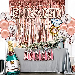 Engagement Party Decorations – Engagement Balloons – Rose Gold Engaged Balloons Letter – Diamond Engagement Ring Balloon Engagement Decorations Set – Engaged Decorations Banner for Wedding Decor