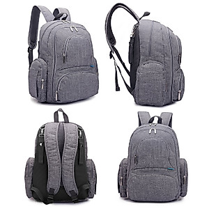 Skyla Homes Diaper Bag Backpack - Scratch Proof Baby Diaper Bag with Insulated Pockets, Large Water-Resistant Baby Bag, Multi-Functional Travel Knapsack (Grey)