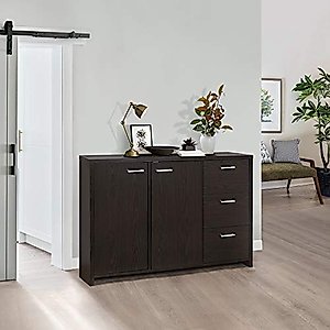 Kings Brand Furniture - Sideboard Buffet Storage Cabinet with 3 Drawers and 2 Shelves, Kitchen Console Cabinet for Living Room, Dining Room, Kitchen, Entryway