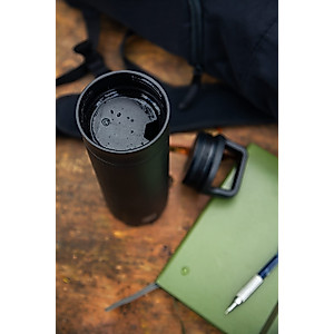 BruTrekker Bottle - Insulated Stainless Steel Tumbler Mug Keeps Drinks Hot or Cold - 2 Piece Drink and Pour Lid - Reusable Coffee Water or Beer Growler (64 fl.oz, Snowflake White)