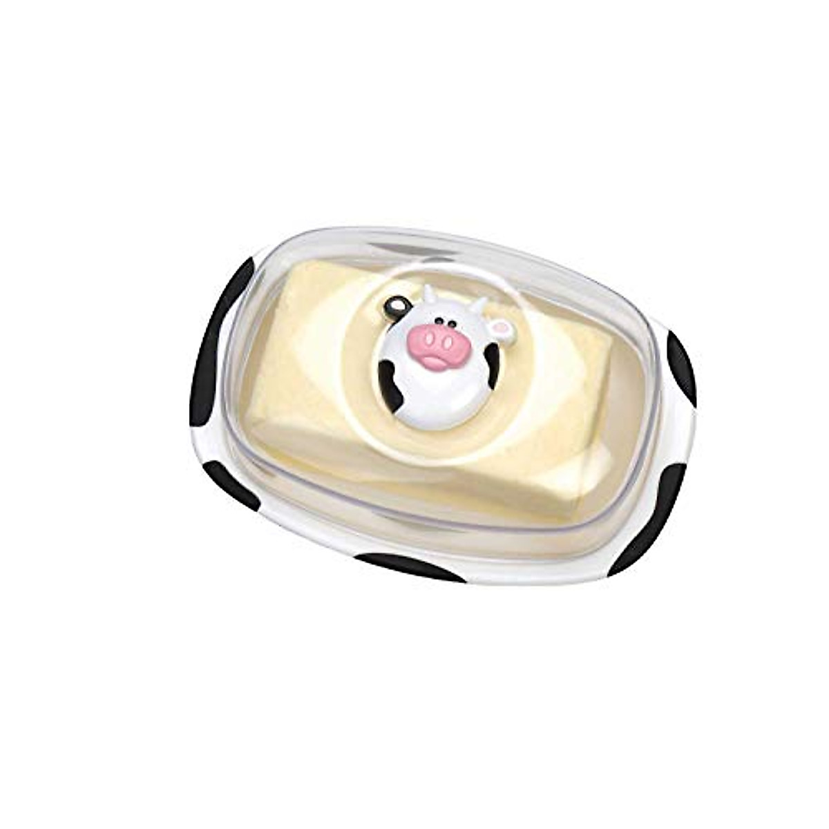Joie Kitchen Gadgets 43344 Moomoo Butter Dish, White/Black, 17.8 x 10.2 x 12.7 cm