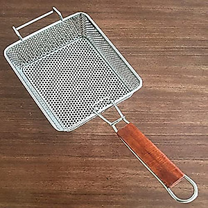 TEMKIN Chip Basket Stainless Steel Encrypted Frying Basket Commercial French Fries Basket Fried Food Filter Mesh with Anti-scalding Handle Kitchen Cooking Tools Basket