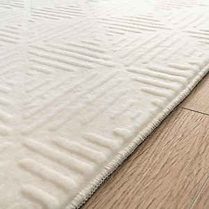 Paco Home Area Rug Washable & Soft with Geometric Pattern - Cream, Size: 6'7" x 9'2"