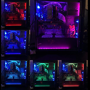 airgoo PC RGB LED Strip Light, 36 LEDs 2pcs 12inch Magnetic LED Strip for Motherboards 12V 4Pin RGB LED Header, Easy to Install with Magnets or Back Self-Adhesive