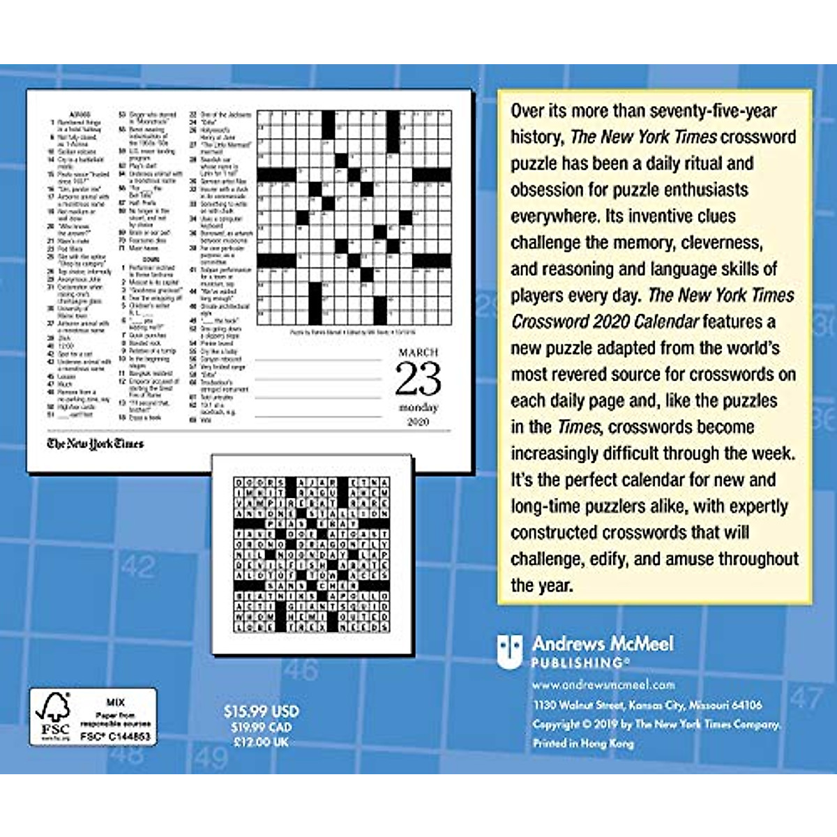 The New York Times Crossword Puzzles 2020 Day-to-Day Calendar
