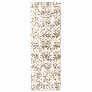 TOWN & COUNTRY EVERYDAY Walker Modern Diamond Everwash™ Washable Multi-Use Decorative Rug, Tufted Kitchen Runner Rug, Low-Profile Door Mat, Bath Rug with Non-Slip Backing, Beige, 24"x72"