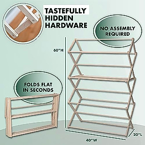 Pennsylvania Woodworks Clothes Drying Rack: Solid Maple Hardwood Laundry Rack for Bedding, Blankets, Towels & More, Heavy Duty, Folding Drying Rack Made in USA, No Assembly Needed, Extra Large