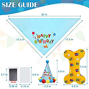 PAWCHIE Dog Birthday Party Supplies - Dog Birthday Bandana, Squeaky Toy, Party Hat and Dog Paw Ink Pad Set, Perfect Pet Birthday Party