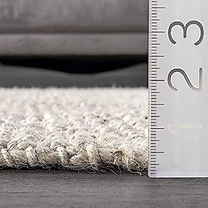 nuLOOM Ashli Handwoven Solid Jute Area Rug, 4' Round, Off-white