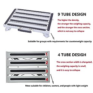 Homeon Wheels Stable RV Steps, Adjustable Aluminum Folding Platform Step with Non-Slip Rubber Feet, Gripper Strips, Reflective Strips and Handle, 16.5" x 12.2" RV Step Stool Supports Up to 1000lbs