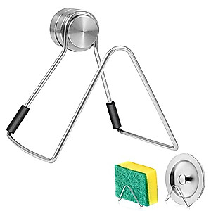 LucyPhy Magnetic Sponge Holder for Kitchen Sink Caddy Stainless Steel No Drilling with Adhesives Waterproof Quick Drying Kitchen Accessories(1 Pack)