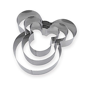 FunWhale 3 Tier Mouse Multilayer Anniversary Birthday Cake Baking Pans,Stainless Steel 3 Sizes Rings Mouse Molding Mousse Cake Rings(Mouse-shapes,Set of 3)