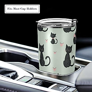 Amooorous Cartoon Cute Black Cat Stainless Steel vacuum insulated water bottle with Straw Lid coffee mug travel for School, Sports, Daycare, Camp & More leakproof 20oz insulated tumbler botellas para