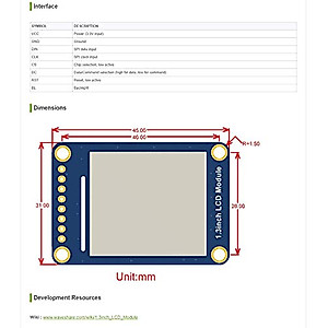 1.3 Inch LCD Module IPS Screen for Raspberry Pi 4B+ 4B 3B+ 3B 2B+ Zero W WH 2 W Ardui STM32 ST7789 Driver 240x240 Resolution SPI Interface Display RGB 65K Color Display 3.3V/5V