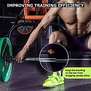 MANUEKLEAR Deadlift Shin Guards, Quick On and Off Shin Splint Brace, Adjustable Weightlifting Calf Brace for Keep Knurling On The Bar from Fragging Across Shins (Pair)