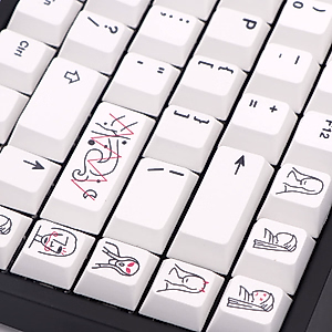 BGKYPRO Drawing Board Theme Keycaps-Thermal Sublimation PBT Keycap Set, for Mechanical Keyboards, Full 135 Key Set, Cherry Profile, English (US) Layout- White