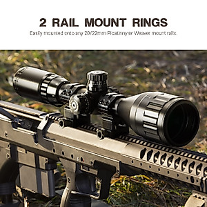 ESSLNB Airsoft Scope 3-9X50mm Red/Green/Blue Mil-dot Reticle Crosshair Rifle Scope with Sunshade Locking/Hold Zero Turrets and 2 Mount Rings