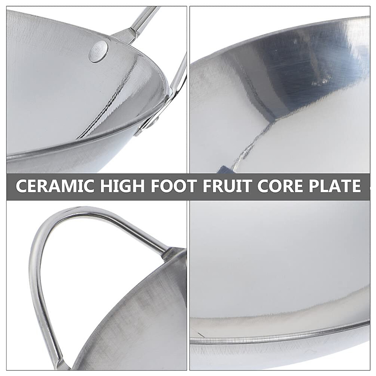 Yardwe Wok Pan Stainless Steel Stir Fry Pans 8 Inch Hot Pot Iron Frying Pan Double Handle Chinese Cooking Pot Kitchen Cookware For Boiling Steam Silver s Steel Wok