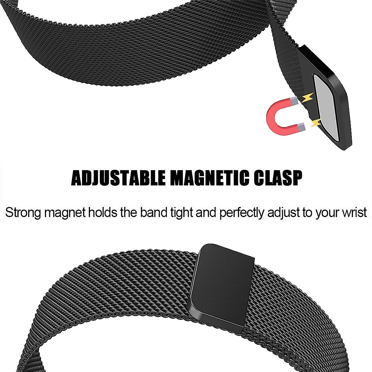 22mm Stainless Steel Magnetic Mesh Compatible for Samsung Galaxy Watch 46mm/Gear S3 Classic/Frontier/Huawei Watch 2Classic/GT/GT 2/ Quick Release Replacement Sports Straps…