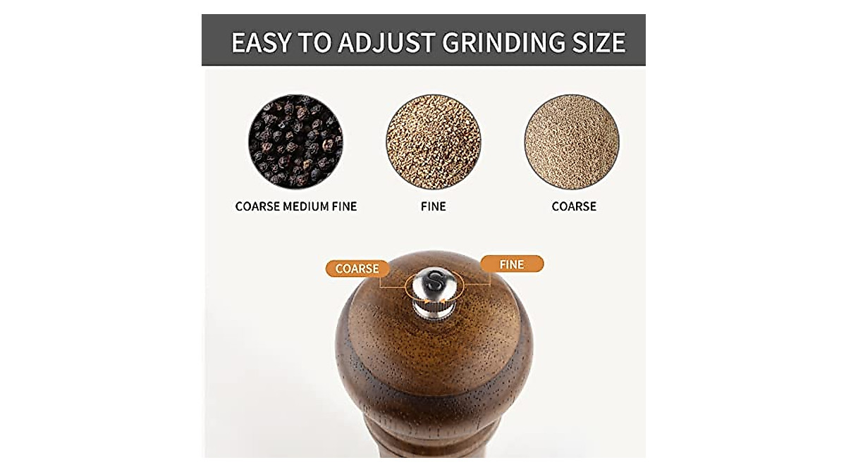 Wood Pepper Grinder Set - 10 Inch Oak Kitchen Essentials