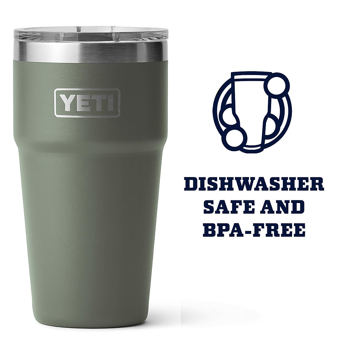 YETI Rambler Stackable Pint, Vacuum Insulated, Stainless Steel with MagSlider Lid, Camp Green