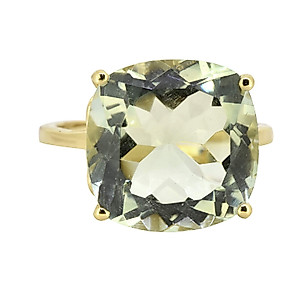 YoTreasure Green Amethyst Solid Sterling Silver Gold Plated Statement Ring Jewelry