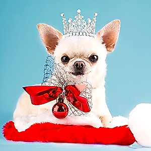 2 PCS Crown Hat for Dogs Cat Crown Headband Pets Crown Birthday Hat Dog Birthday Party Supplies Decoration Dog Rhinestone Faux Pearl Crown for Pets Costume Hair Accessories