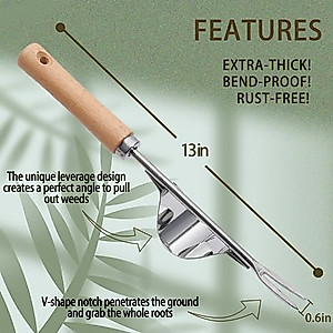 3 Pack Weed Puller Tool, Manual Hand Weeder Paver, Crack Weeder, Stainless Steel Crevice Weeding Digger Tool, Paving Brick Moss Removal, L-Shape Gardening Crack Sickle for, Lawn Edger and Driveway