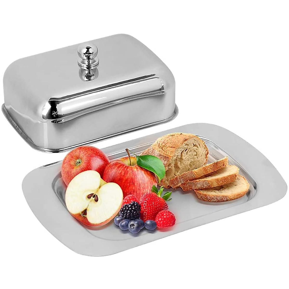 King International Stainless Steel Large Butter Dish, Butter Box with Lid, Butter Container,6.20 Inch Half Kg Butter Box, Fridge Storage Container for White Butter