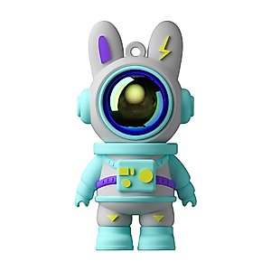 Cute Space Rabbit USB Flash Drive, Thumb Drive Waterproof USB 2.0 Memory Stick Small Size USB Drive Gift (128G, Cyan)