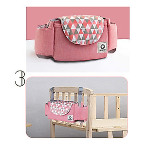 ZIOYCKL Baby Stroller Organizer with Insulated Cup Holders for Smart Moms,Diaper Storage,Secure Straps, Detachable Bag,Compact Design Fit All Strollers Fashionable&beautiful (Pink)