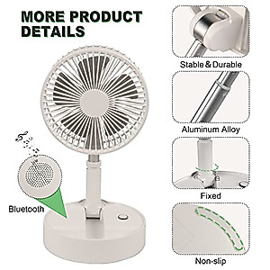 BIGTREE Portable Standing Fan with Remote Controller,8 inch USB Desk Fan,Adjustable Height,Quiet Foldable Floor Fan,Telescopic Pedestal Fans for Personal Bedroom Office Fishing Camping (Oscillating)