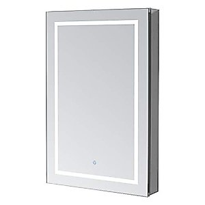 AQUADOM Royale Basic Q 24in x 30in x 5in Left Hinge LED Medicine Mirror Cabinet Recessed Surface Mounted, Dimmer, Touch Screen Button