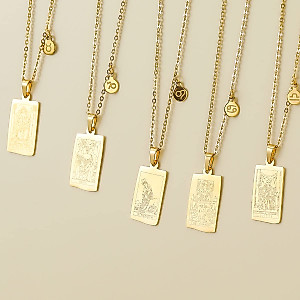 TGOLM 14k Gold Plated Pisces Necklace Moon Tarot Card Constellation Jewelry Birthday Gift for Women