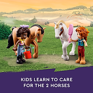 LEGO Friends Autumn’s Horse Stable 41745 Building Toy, Role-Play Fun for Kids Ages 7+, with 2 Mini-Dolls and 2 Horses, Carriage and Riding Accessories, A Gift Birthday Gift for Kids Who Love Horses