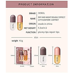 Lip Plumper Set, Day and Night Lip Plumper Gloss/Plumping Lip Balm/Lip Cosmetics Lip Mask for All Day