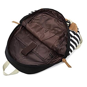 Gazigo Girls School Backpack Causal Canvas Stripe Backpack Cute Teen Backpacks For Girls School Bag (Black)