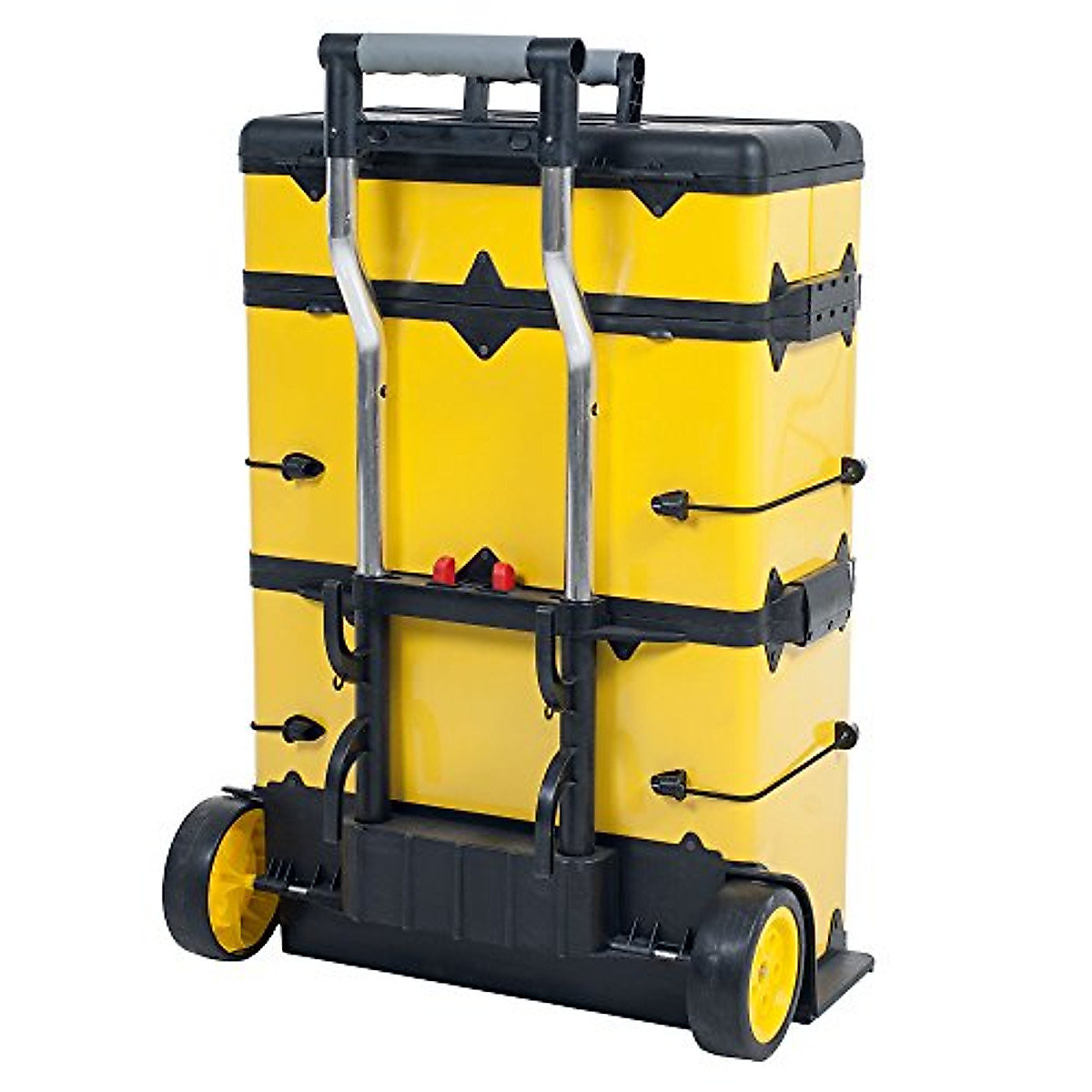 Stackable Rolling Tool Box Organizer with Telescopic Comfort Grip Handle – Mobile Upright Rigid Tool Chest with Wheels and Drawers by Stalwart
