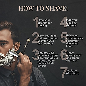 Gold Straight Razor Kit - Shave Ready Straight Razor, Stainless Steel Straight Edge Razor, Ebony Straight Razor For Men, Brush, Soap, Strop, Complete Gold Straight Razor Shaving Kit, Great Gift