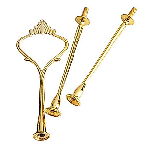 3 Tier Metal Cake Plate Stand Handle Hardware Cupcake Stand Tower Dessert Stand Party Pastry Food Serving Stand for Wedding Party(3-Tier Crown Gold)