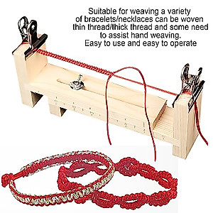 HOMURY Wooden Jig Bracelet Maker: Three Legs Bracelet Braiding Tool with Clamp Wooden Jig Bracelet Maker Hand Knitting Accessory Bracelet Maker, Adjustable Hand Knitting Bracelet Jig for DIY Bracelet