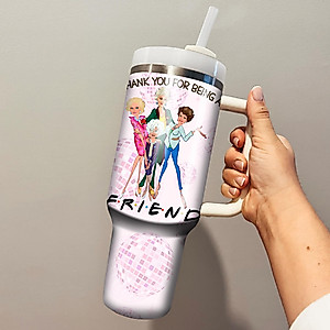 DOINB TIAN Golden Movie Tumbler 40 Oz Thank You for Being A Friend Travel Mug With Handle Straw Lid Tumblers Birthday Gifts For Best Friend BFF Sister Bestie Mother&#039;s Day