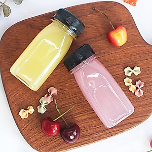 zmybcpack 48pcs 4oz Small Plastic Juice Bottles with Caps, Plastic Ginger Shot Bottles Reusable Mini Juicing Bottles with Tamper Evident Lids for Homemade Beverage