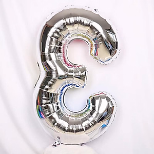 40 Inch Starry Sky Gradient Number 3 Balloons for 3rd Birthday Party Decorations. (3)